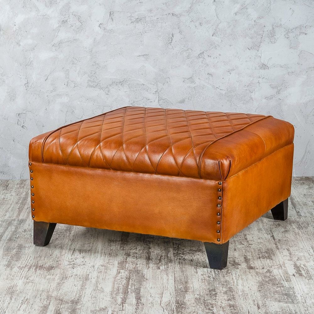 Пуф, натуральная кожа буйвола, "Винстон", Decor of Today, 75*75*40 (габариты)