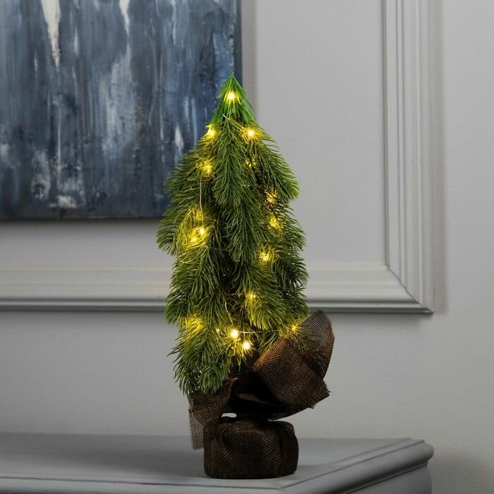 Светодиодная фигура Luazon Lighting "Пихта" 36x15x15 см, 20 LED, батарейки AG13x3 в комплекте, свечение теплое белое