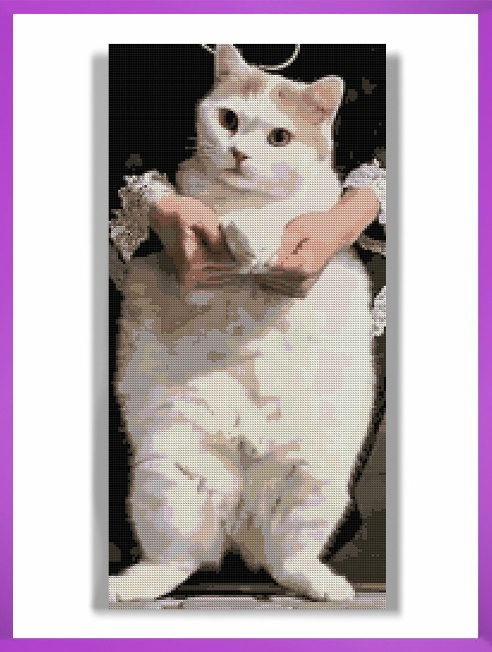 Алмазная мозаика на подрамнике - вышивка Кот Мем 3 30 х 60 см