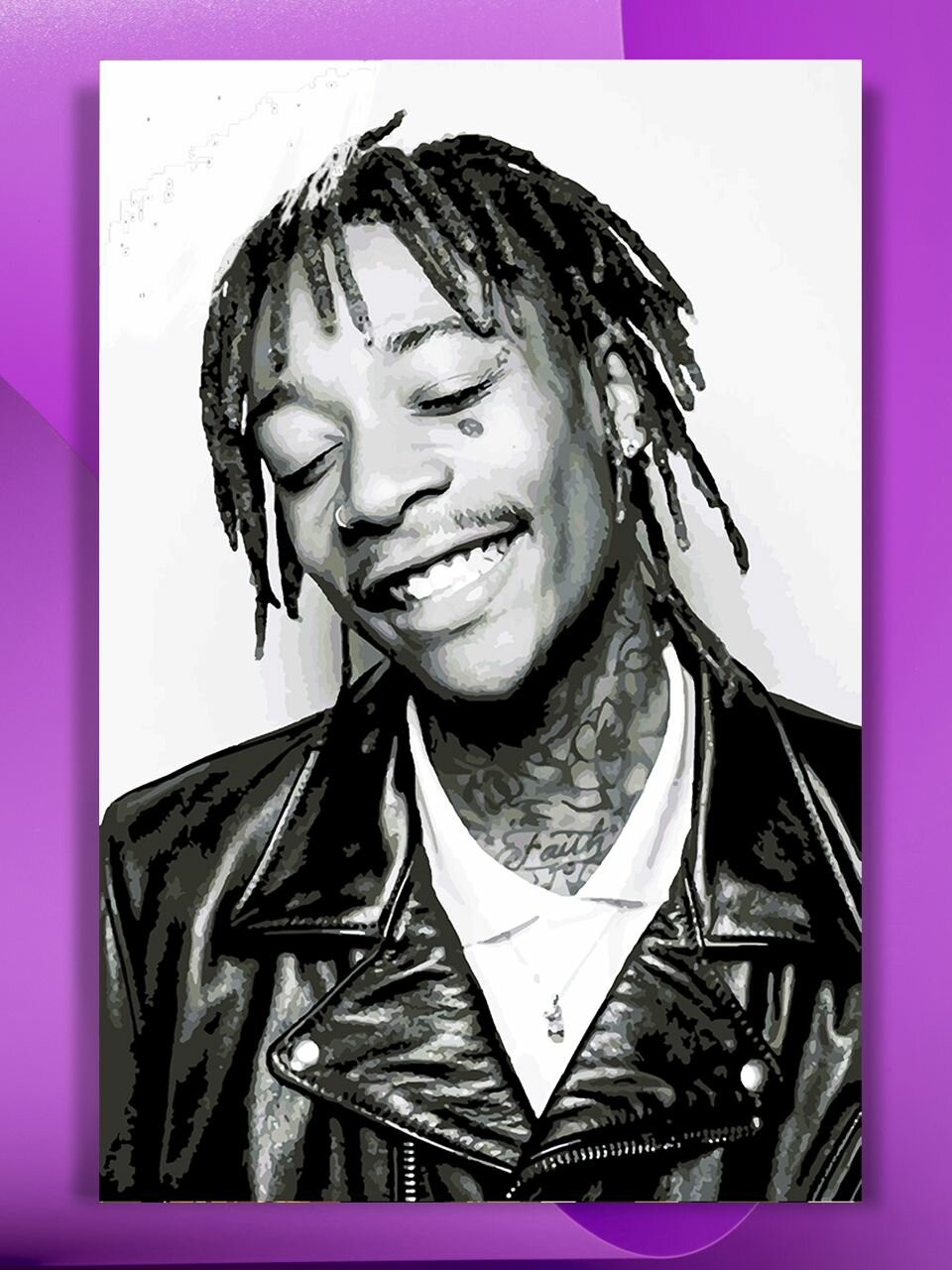 Картина по номерам на холсте Уиз Халифа ЧБ, 40 х 60 см