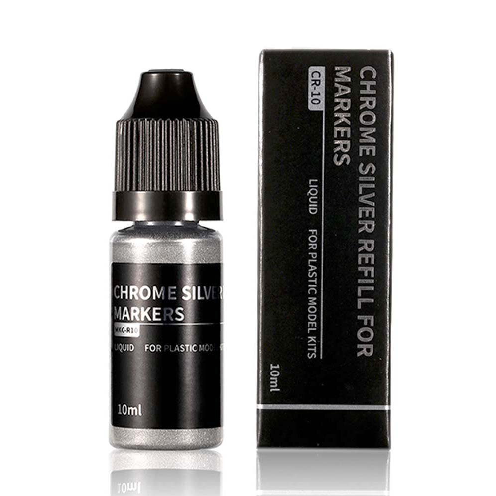 Заправка для маркеров перманентных хром-серебро (металлик), 10 мл, Dspiae