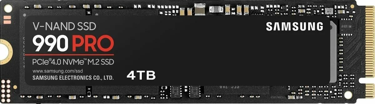Твердотельный накопитель SSD M.2 (PCI-E NVMe 2.0 Gen 4.0 x4) 4Tb Samsung 990 PRO (R7450/W6900MB/s) 1year