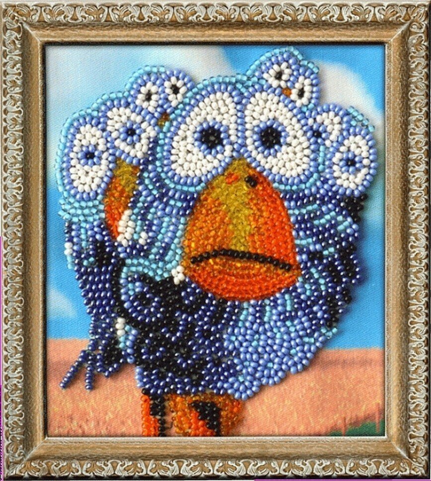 Набор для вышивания Вышиваем бисером #А-13 Воробьи 2, Вышивка бисером, 9 x 11 см