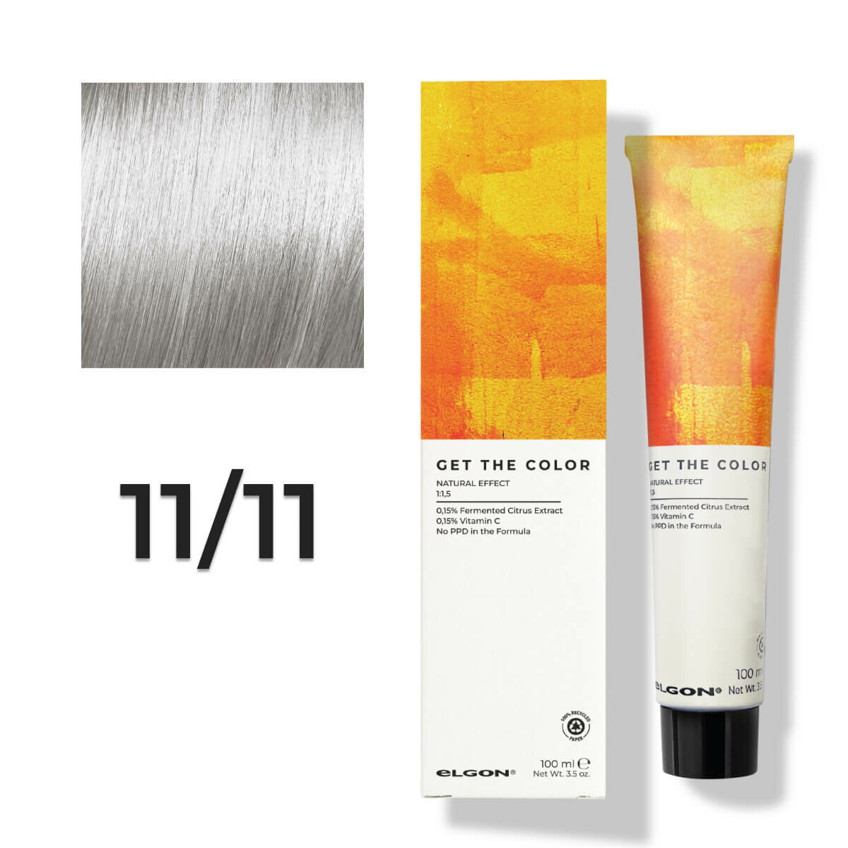 Стойкая краска для волос профессиональная Elgon Get the Color New 11/11 Суперосветляющий блонд Пепельный интенсивный, 100 мл