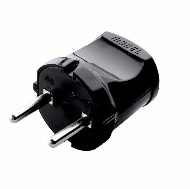 Вилки электрические Makel без заземления, черные, 3 штуки