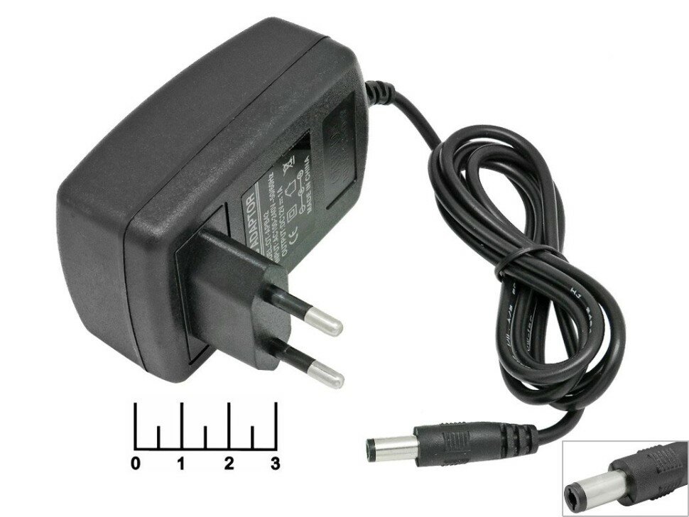 Блок питания 12V 1A OT-APB42 импульсный черный (5.5*2.1/5.5*2.5)