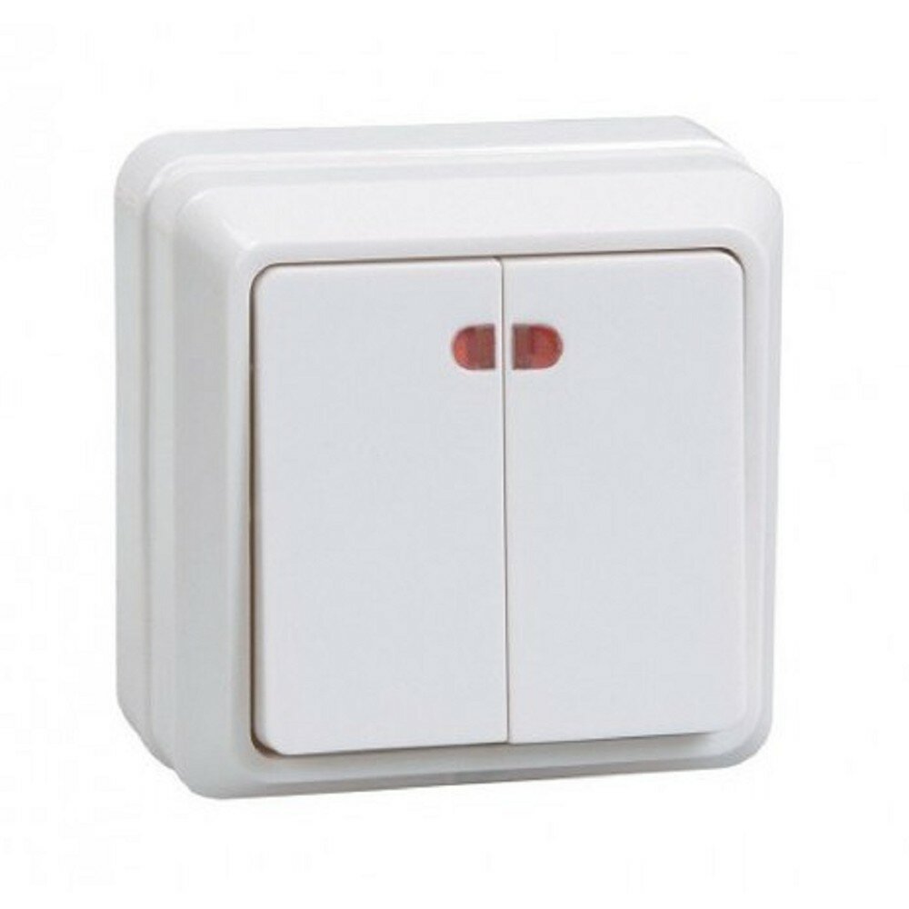 Iek аксессуары EVO21-K01-10-DC ВС20-2-1-ОБ Выключатель 2кл с инд. 10А октава белый