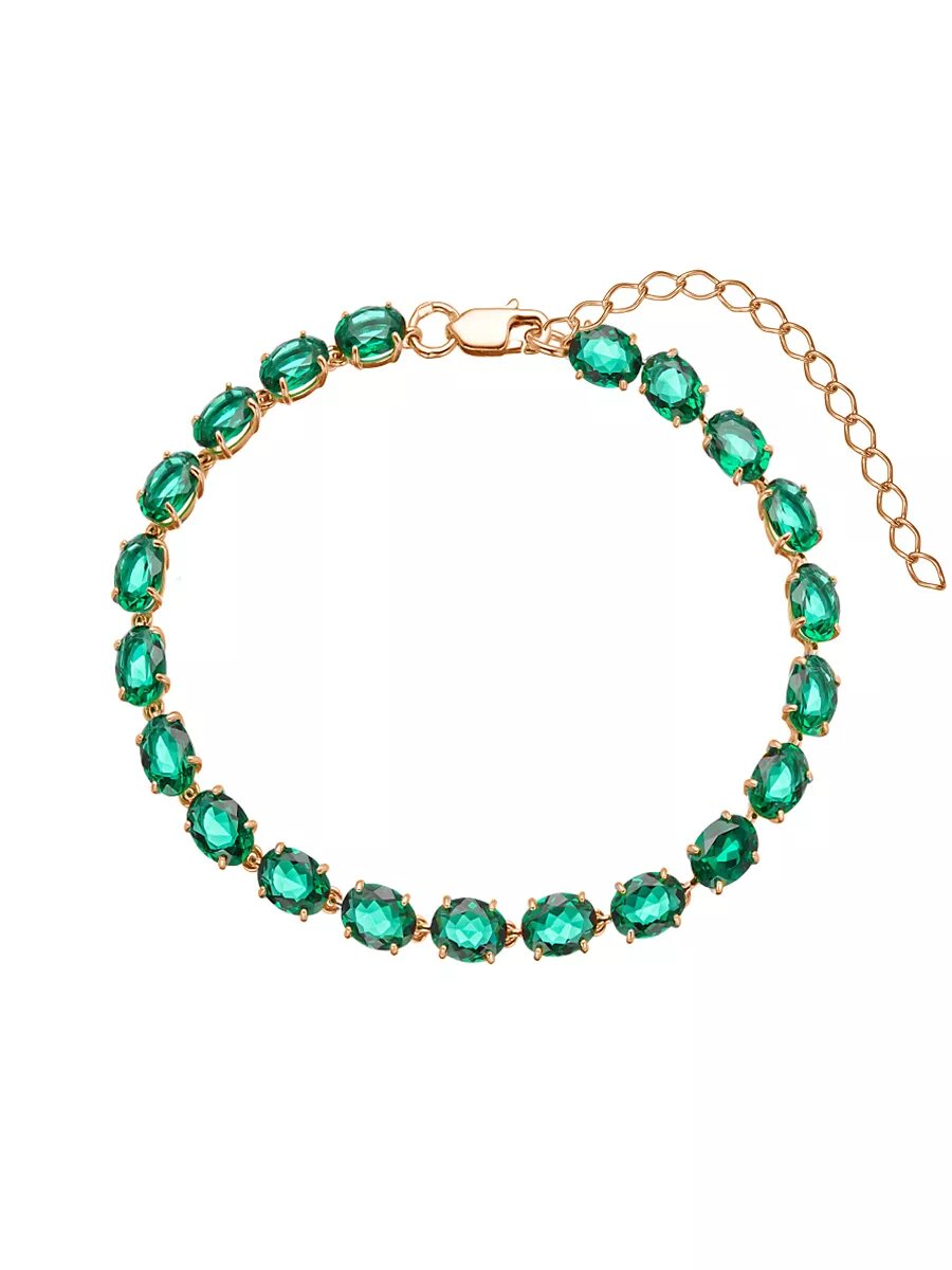 Браслет, красное золото, 585 проба, изумруд, бриллиант, изумруд синтетический