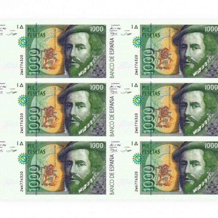 Банкноты Испании 1000 песет 1992 года, сувенирная копия сцепки, банкноты и купюры редкие коллекционные