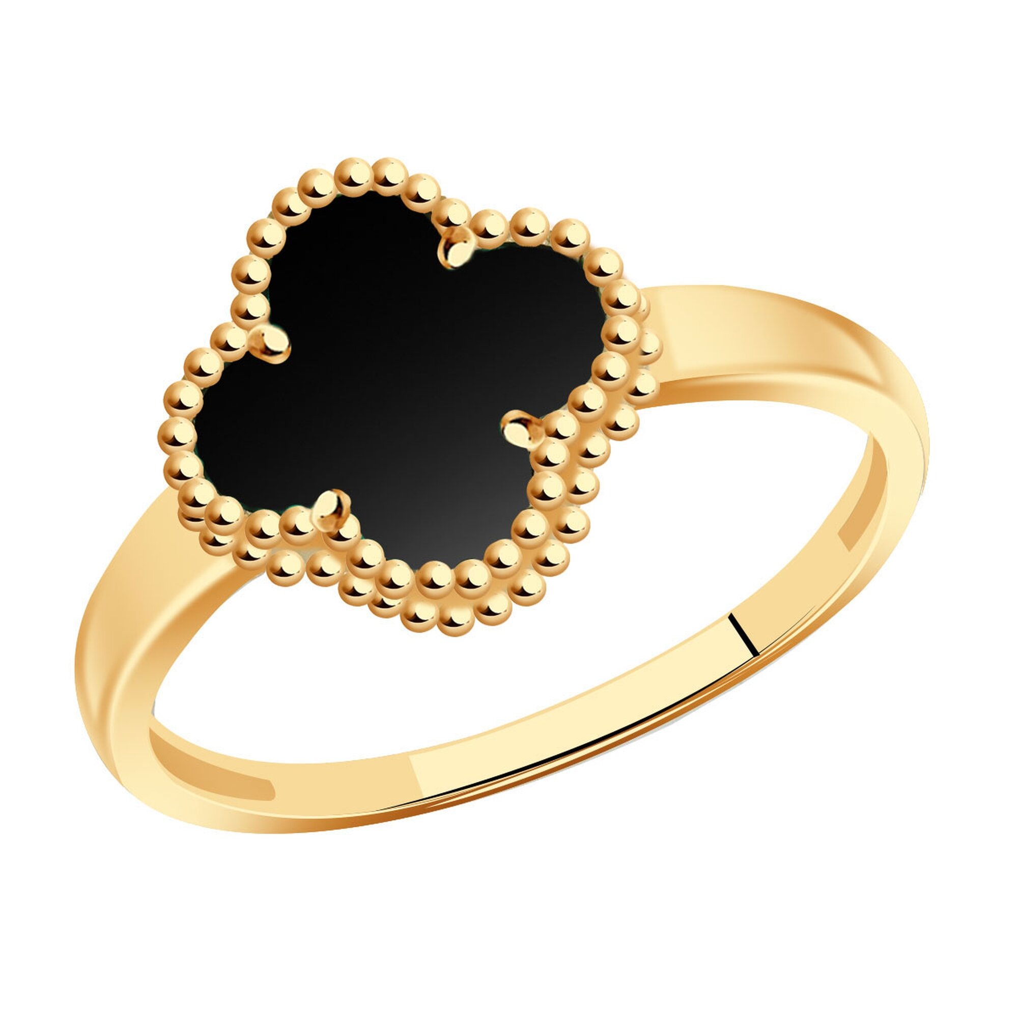 Кольцо, красное золото, 585 проба, оникс