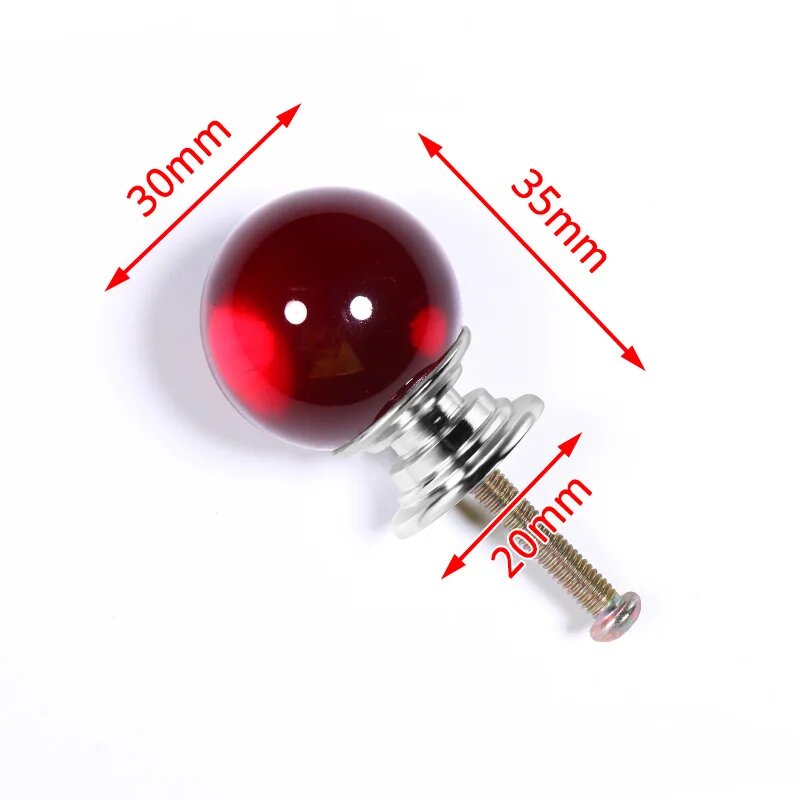 Ручки для мебели NAIERDI хрустальные 30 мм Red