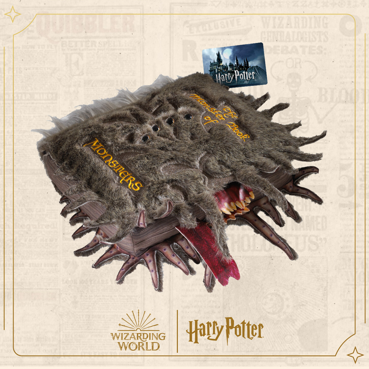 Мягкая игрушка The Noble Collection Гарри Поттер. Чудовищная книга о чудовищах, 35 см.