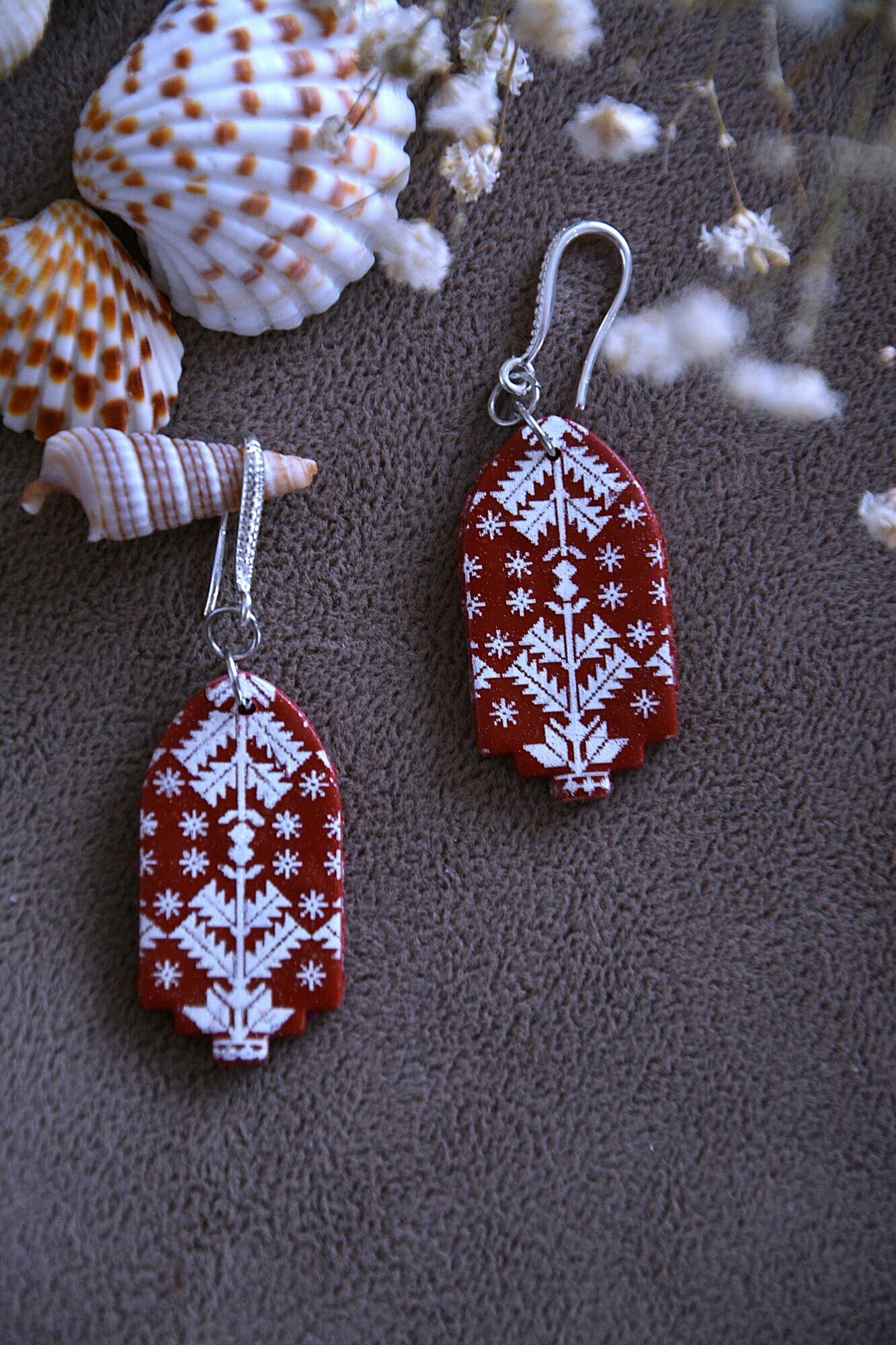 Серьги с подвесками, полимерная глина