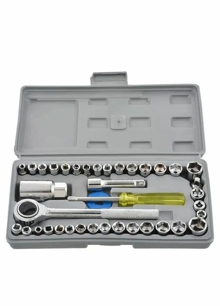 Набор инструментов с трещоткой и съемными головками 40 предметов с кейсам