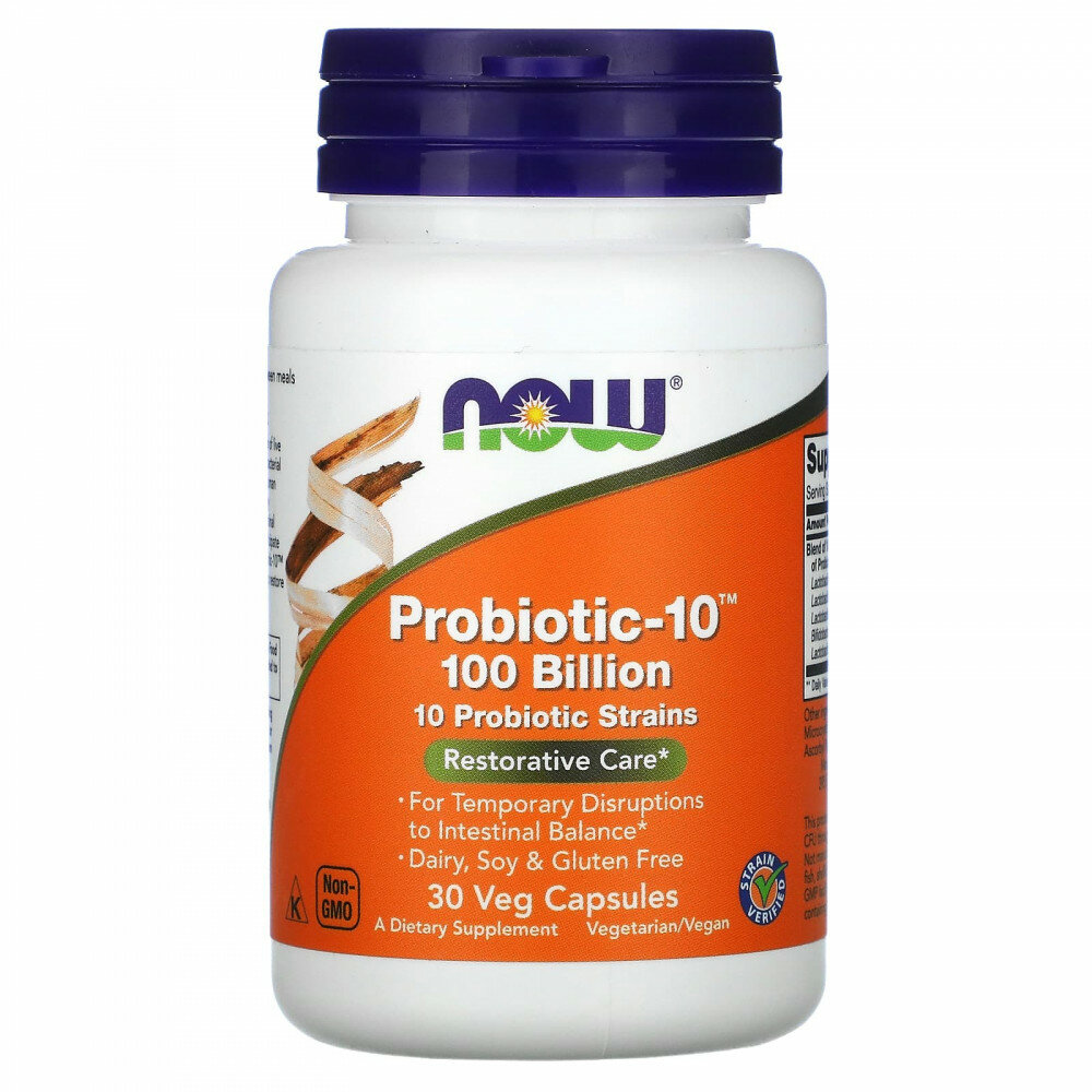 NOW Foods, Probiotic-10™, 30 растительных капсул