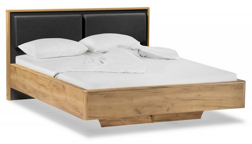 Двуспальная кровать Woodville Клауд 160х200 парящая дуб крафт золотой / антрацит