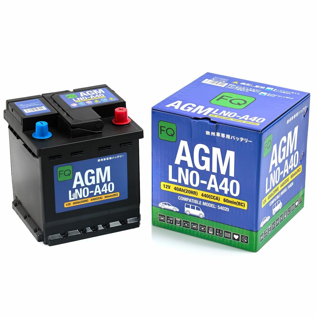 Аккумулятор FQ AGM LN0-A40 (12В 40Ач 440А 175х175х190мм) обр. пол.