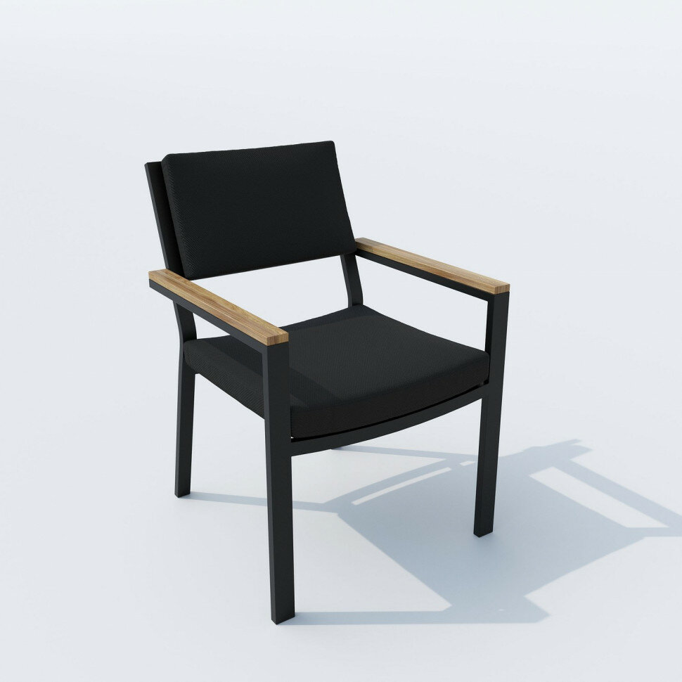 Стул IDEAL PATIO BONTA, металлический каркас, с подлокотниками, черный