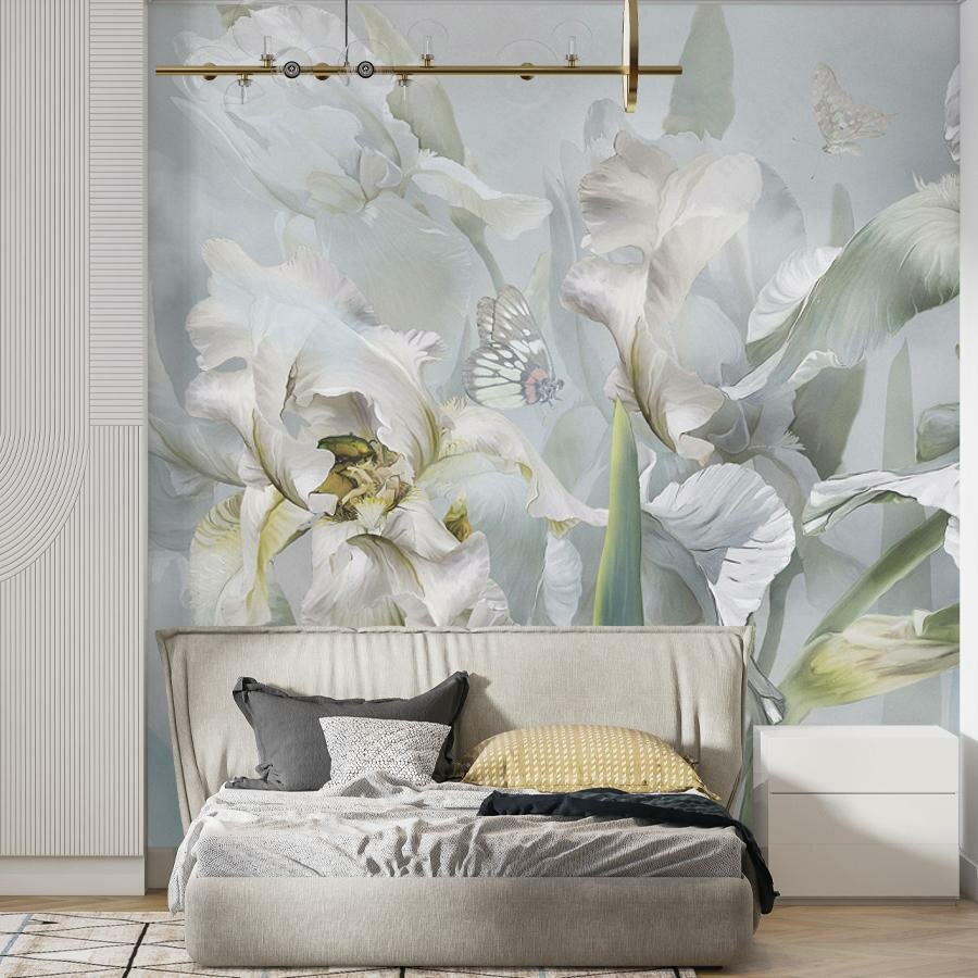 Фотообои Белые ирисы 13-178-L-Флок 270 x 400 см (ВхШ) Бесшовные, флизелиновые, влагостойкие обои MasterFresok