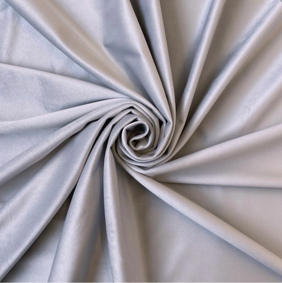 Ткань бархат для рукоделия, цвет светло-серый, ширина 200 см, длина 10 см