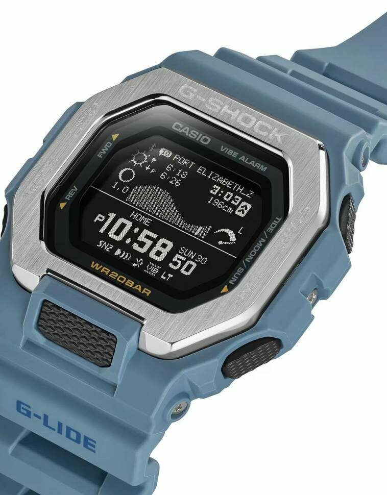 Наручные часы CASIO G-Shock, черный, серебряный, голубой — фото 1