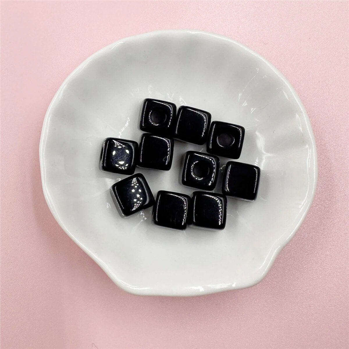 10 шт. 10 мм бусины квадратной формы для изготовления ювелирных изделий, разделитель ярких цветов, акриловые бусины, ювелирные материалы Черный, черный