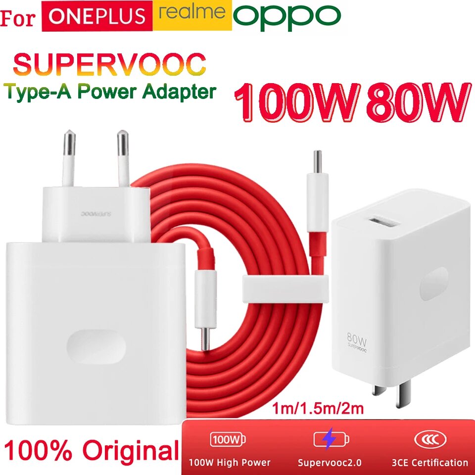 Оригинальное зарядное устройство Oneplus 100 Вт 80 Вт Supervooc Travel Charger Adapter Usb Type A One Plus 12 11 10 Pro Nord CE3 Oppo Find X6 Realme, only charger, 80w Car Charger