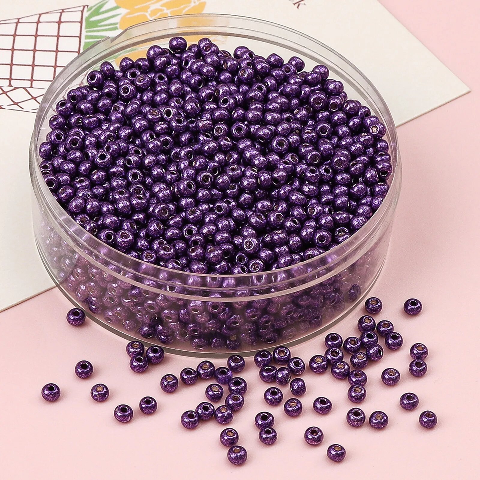 Бусины фиолетовые стеклянные 3 мм DoreenBeads