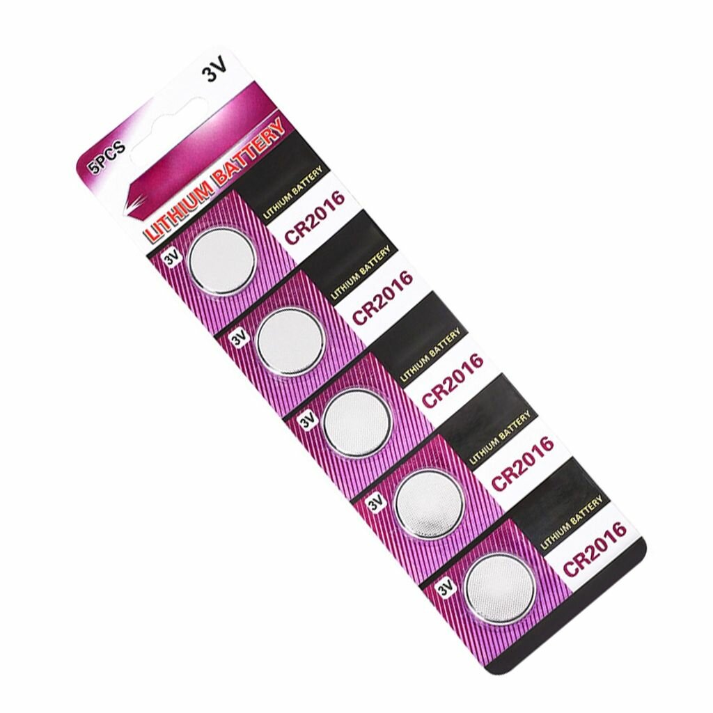Батарея, Батарейка CR2016 для ключа автомобиля 3V, упаковка на 5 штук