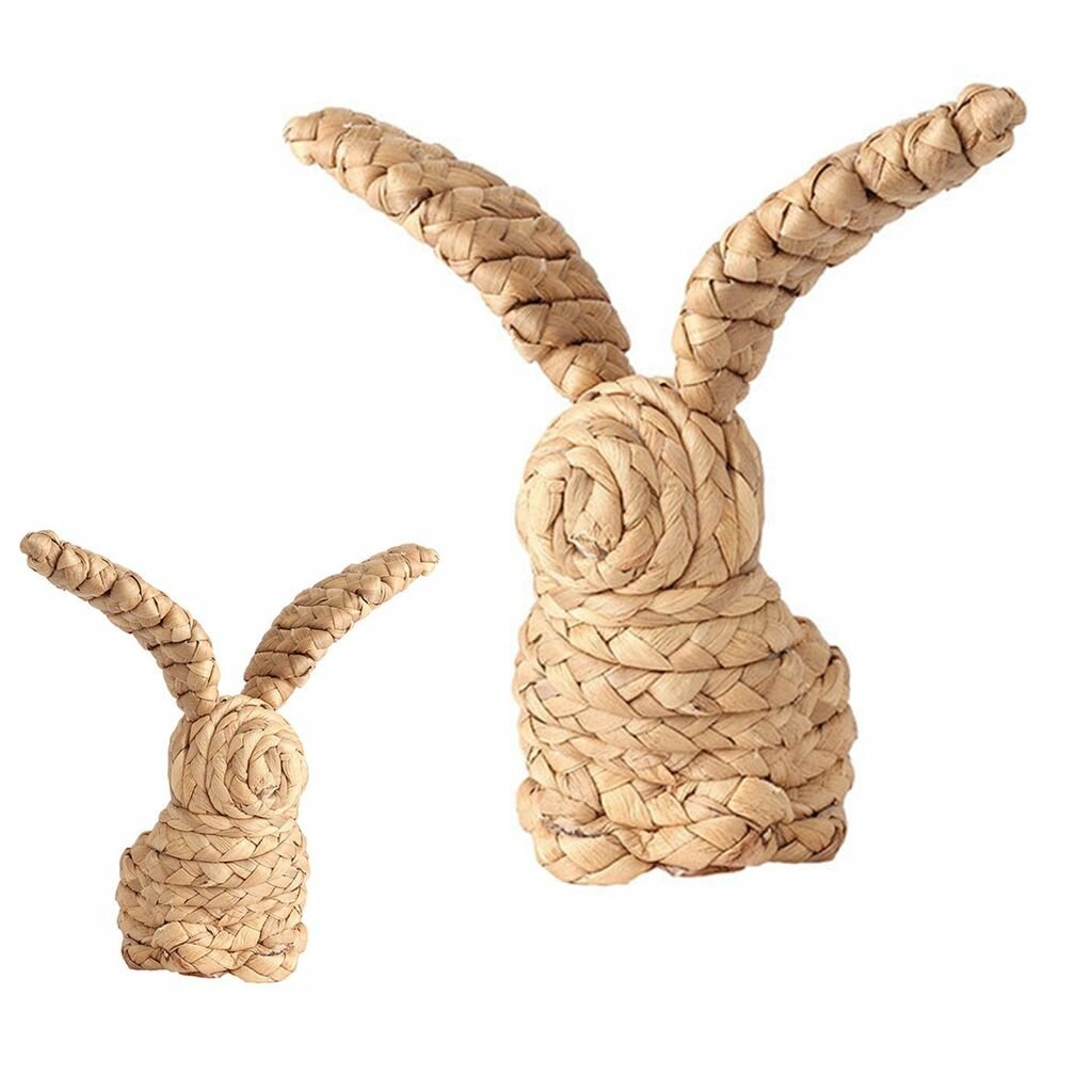 Пасхальные аксесуары, Фигурка Пасхального кролика, Плетеная статуя из соломы и ротанга, Художественные поделки, Украшения