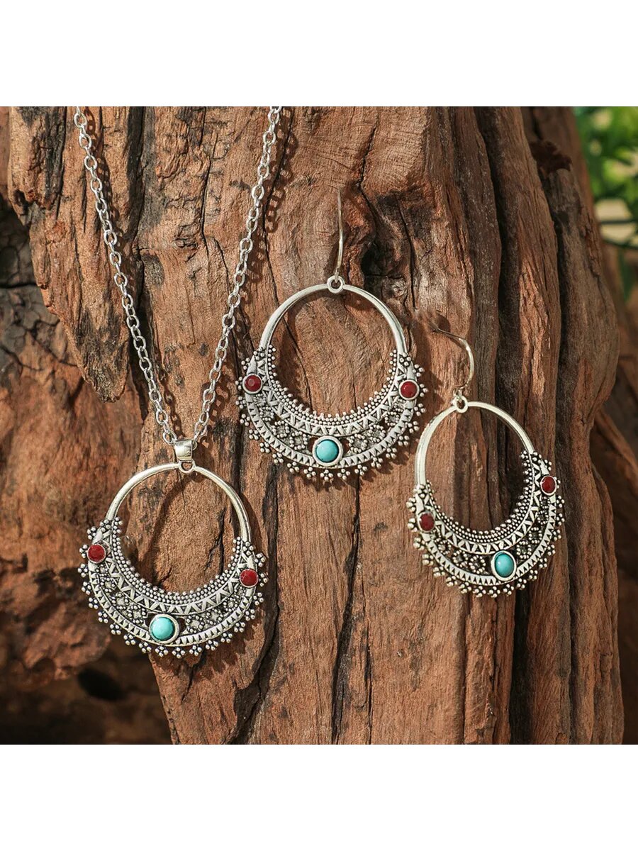 Комплект бижутерии: цепь, бирюза синтетическая