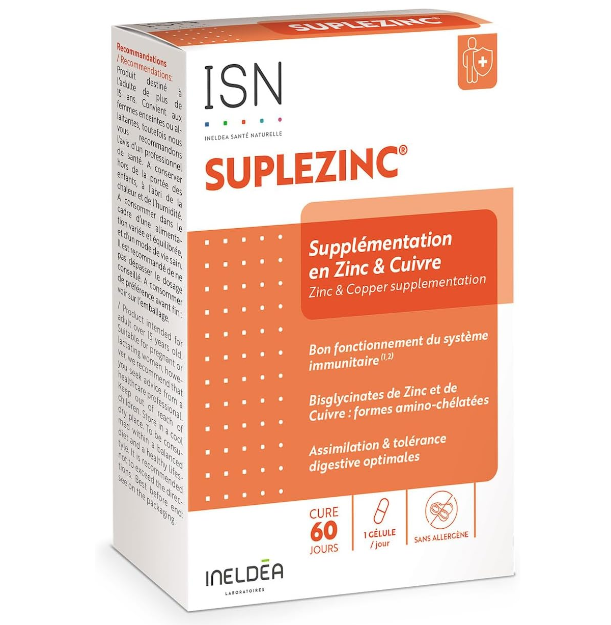 ISN VITAL, SupleZinc, Цинк бисглицинат в капсулах, 15 мг, 60 шт.