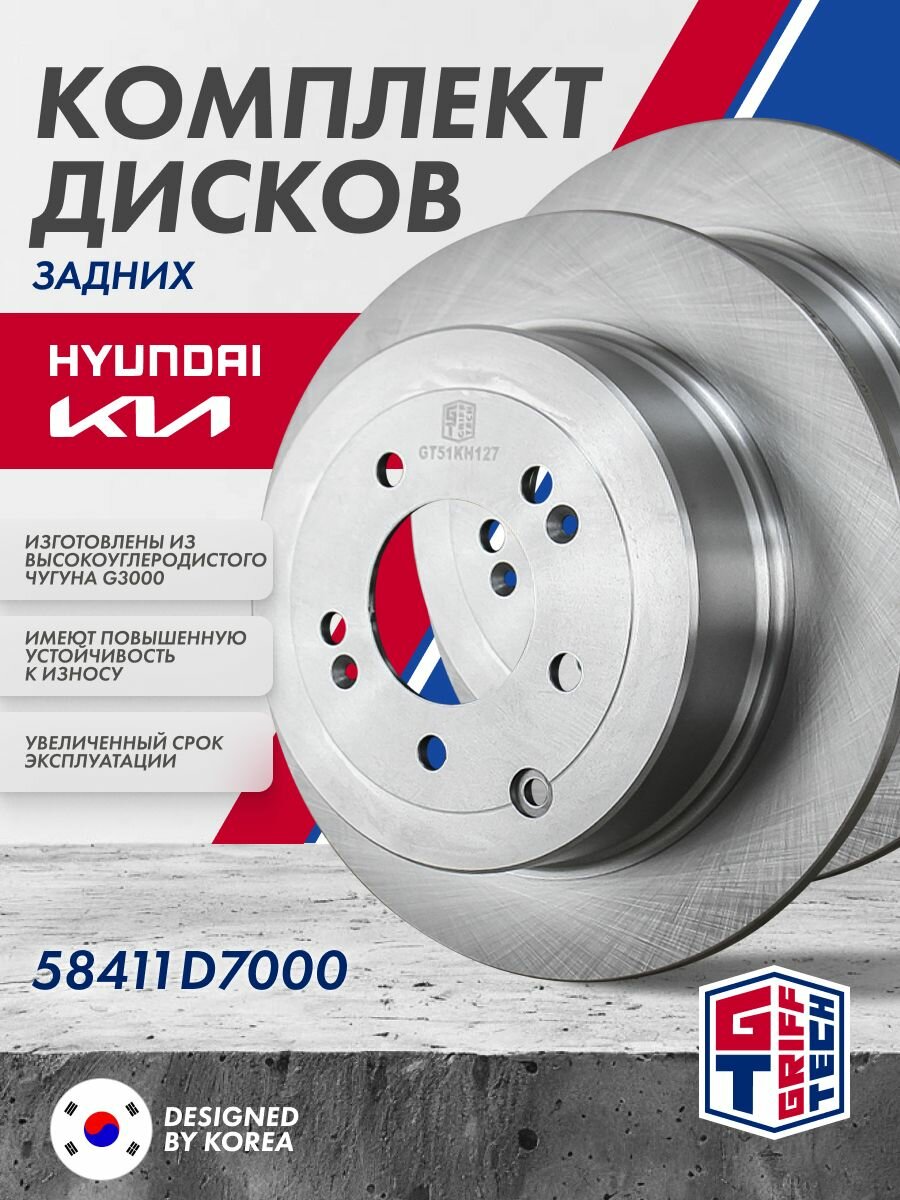 Комплект тормозных дисков задних GRIFF TECH Kia Sportage , Hyundai Tucson ; 58411D7000