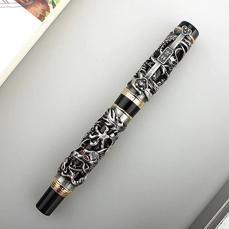 Роскошная металлическая шариковая ручка Jinhao в деловом и офисном стиле с рисунком дракона и феникса для письма школьная шариковая ручка канцелярские принадлежности