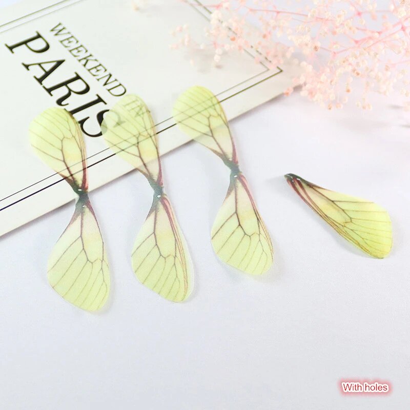 Шифоновые крылья стрекозы для рукоделия 8.5CM Yellow, 50Pcs