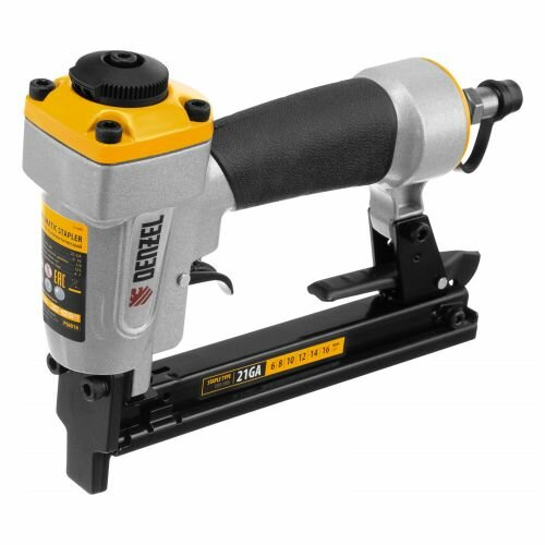 Пневматический степлер Denzel PS8016 для прямоугольных скоб 21GA от 6 до 16 мм, , 57400