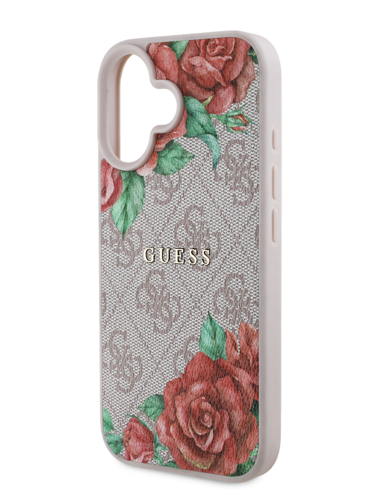 Guess для iPhone 16 чехол PU Flowers Roses Hard Pink (MagSafe)