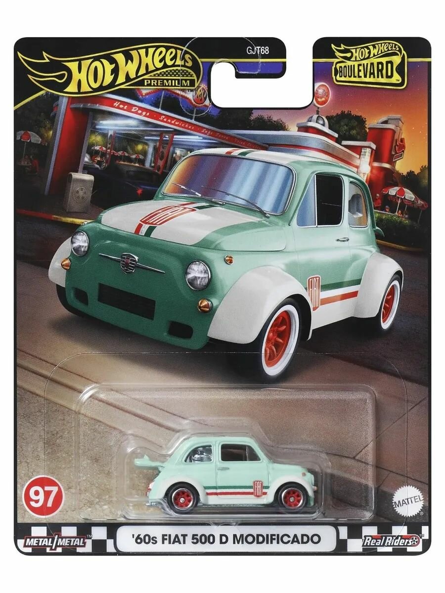 HRT65 Hot Wheels Premium Boulevard машинка металлическая игрушка коллекционная масштабная модель премиальная 60s Fiat 500 D Modificado