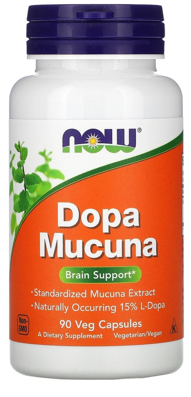 Витамины NOW Dopa Mucuna "Активное Долголетие", для красоты и здоровья, 90капсул