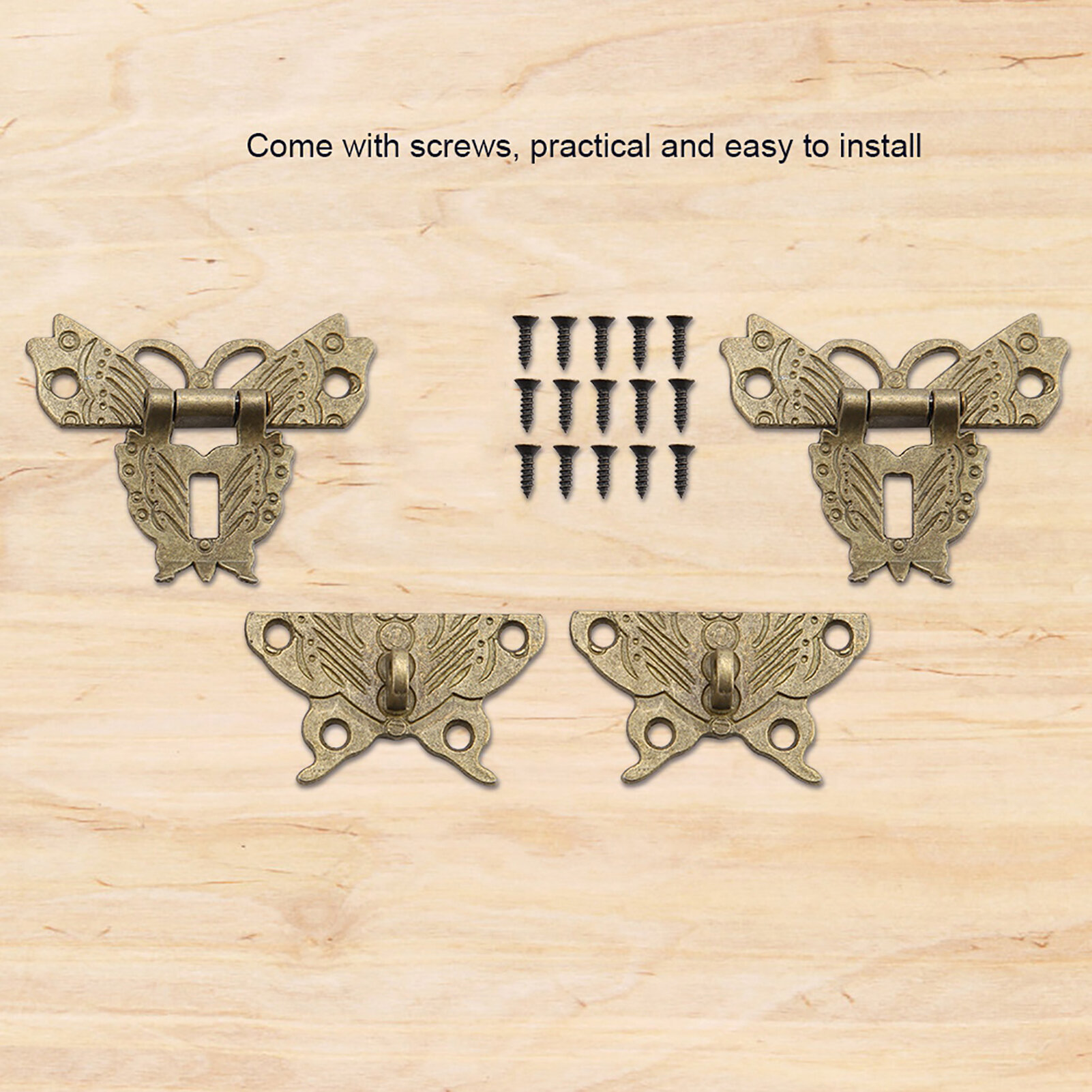 Замковый клепанок для деревянной ящика с украшениями, шкафа, антикварный ретро вintage, бронзовый цвет, из цинкового сплава, расстояние между винтами крышки 5см, расстояние между винтами внизу 2.5см, нижнее расстояние между винтами 1.8см, комплект из 2