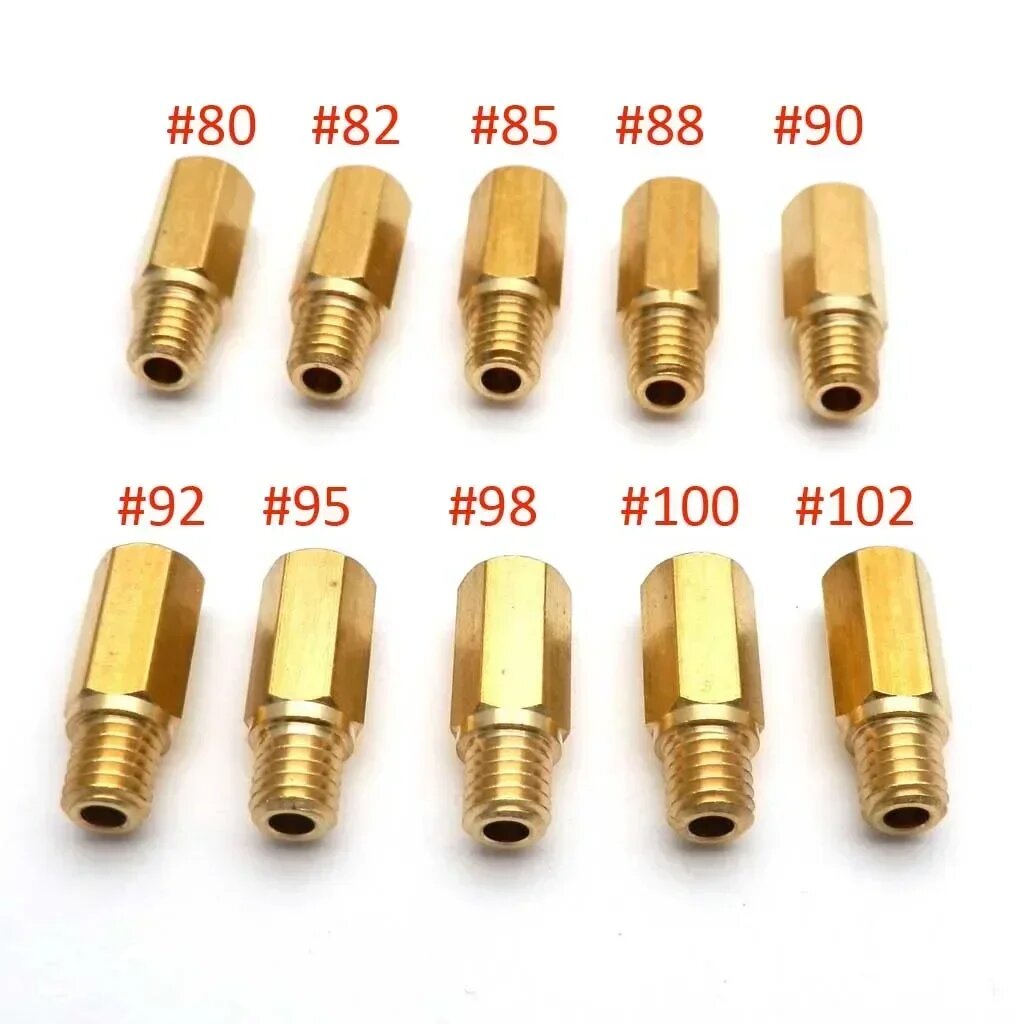 Упаковка из 10 шт. главных форсунок карбюратора мотоцикла, медленные пилотные форсунки для PWK PWM Keihin OKO CVK NSR KSR, набор карбюраторов, форсунки main jet 80-102