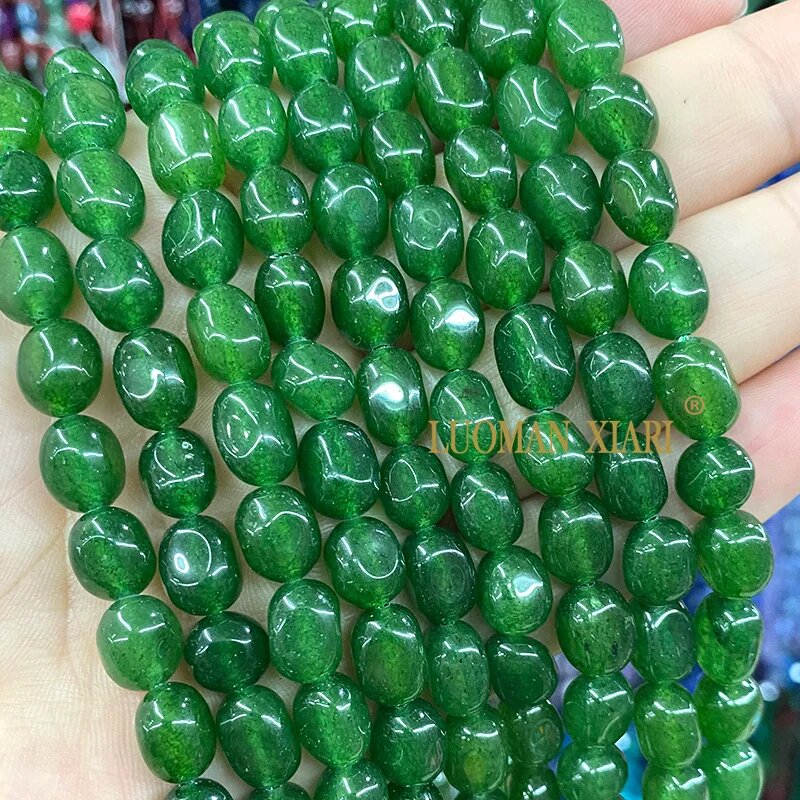 LUOMAN XIARI Бусины из халцедона 32-34 шт Изумрудный, 8x10mm 32-34pcs, green jasper color