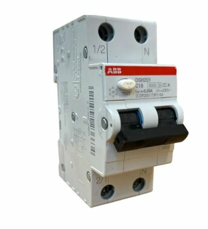 Дифференциальный автомат ABB DSН201, 16А, 2 полюса, тип A, 2 модуля, уценённый