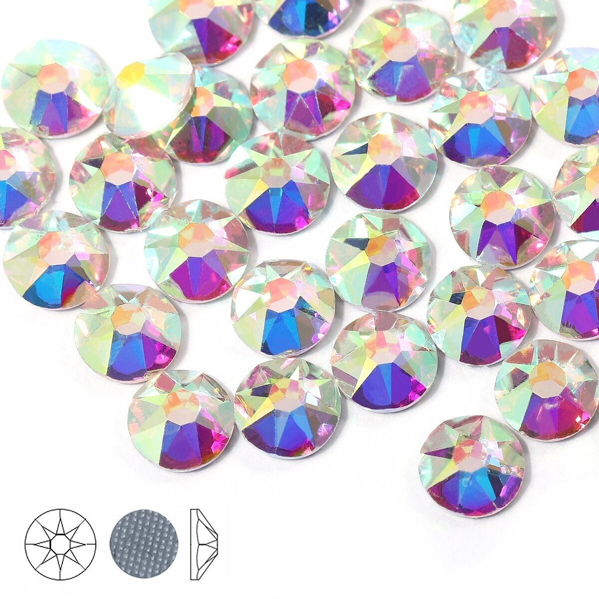 Стразы термоклеевые TBY Xirius, 8+8 граней, SS20 (4,6-4,8 мм), цвет Crystal AB, 100 шт (HF20-02.100)