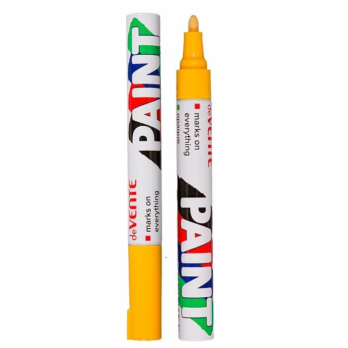 Маркер-краска deVENTE 2,8 мм, желтый, алюминиевый корпус, с клипом, пулевидный