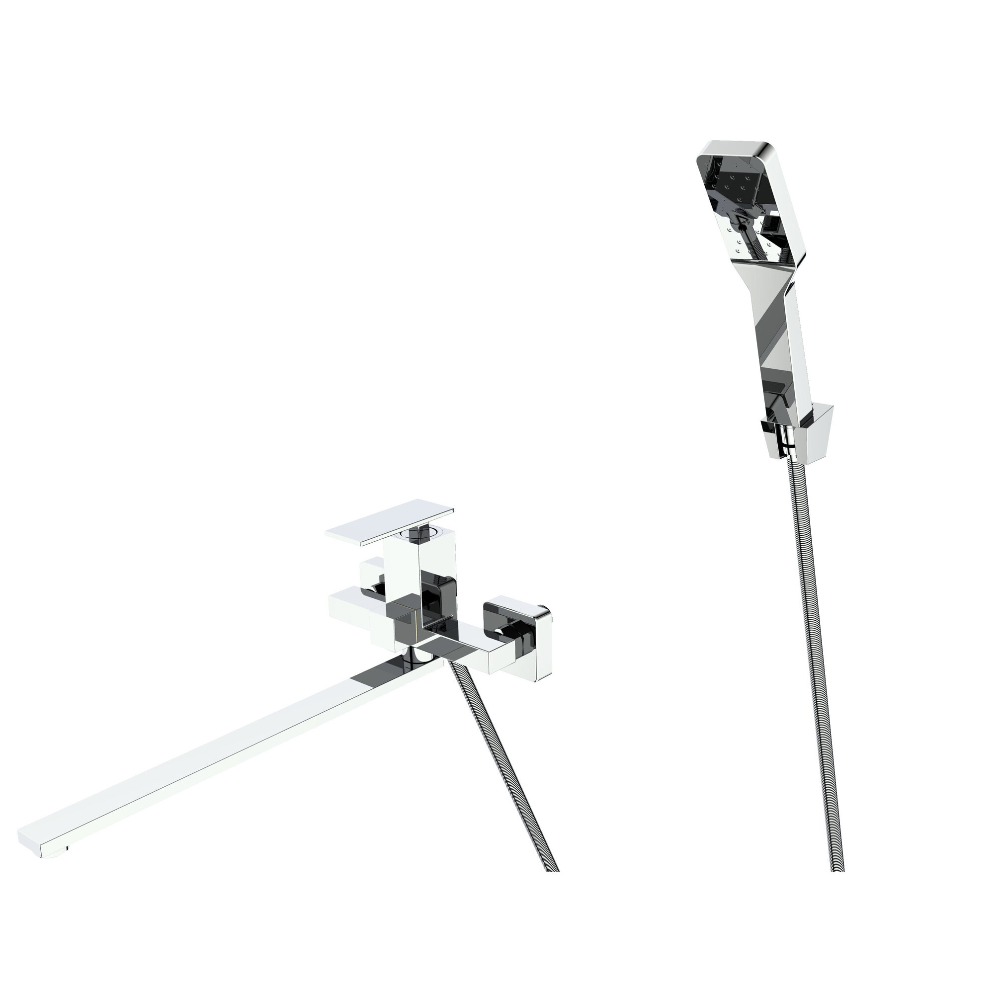 Смеситель для ванны Konsensa Прато однорычажный универсальный с лейкой и шлангом цвет хром