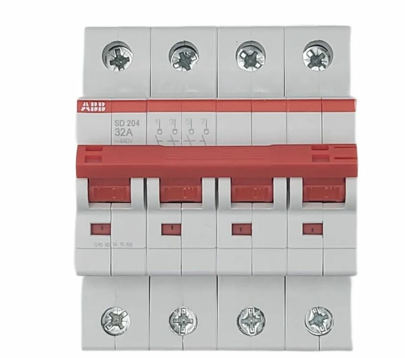 Рубильник ABB 4-х полюсный SD204 32A красный рычаг 2CDD284101R0032