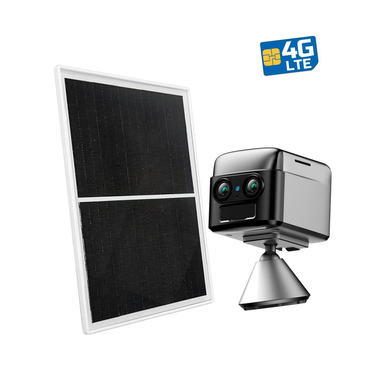 Комплект беспроводная 4G миниатюрная 3Mp IP видеокамера с СИМ картой JMC-AC70-4G-Dual (2K Ultra) (Q28089KOM) и дополнительной солнечной батареей 8Вт
