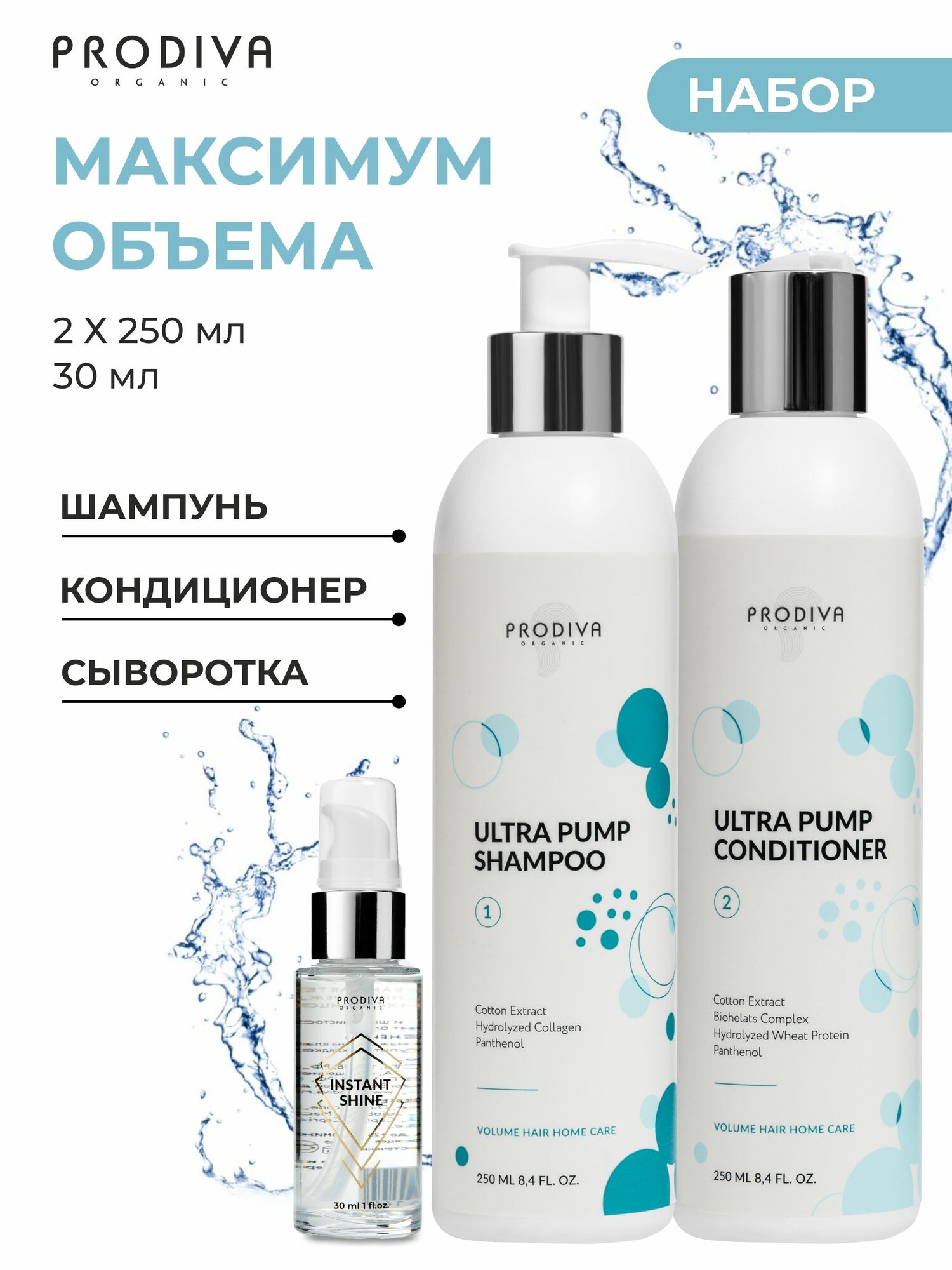 Подарочный набор для волос Ультра Объем профессиональный: шампунь, кондиционер, сыворотка