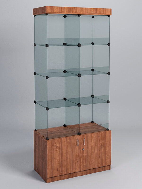 Витрина "КУБ" №1-КО (без дверок, передняя стенка - стекло), Орех